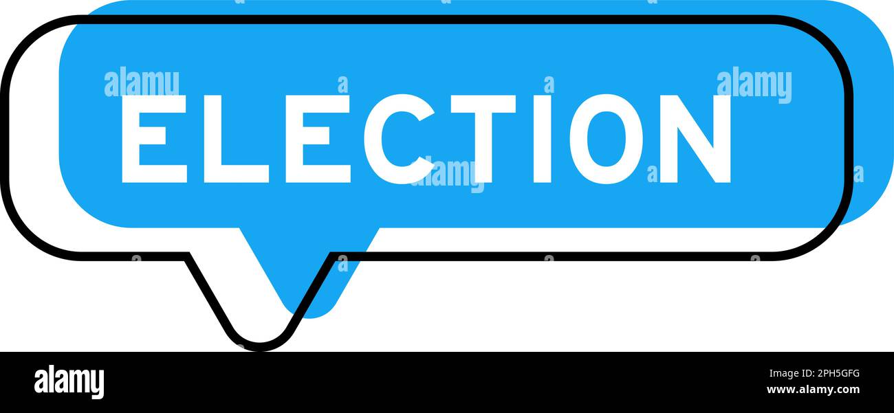 Speech banner and blue shade with word election on white background ...
