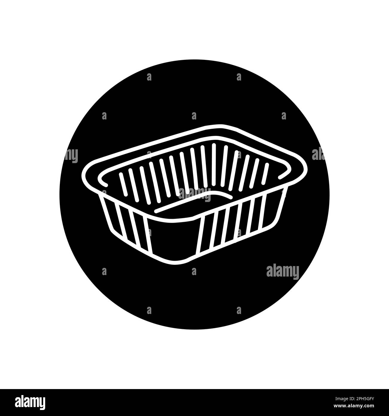 Aluminum container black line icon. Takeout fastfood container. Take ...