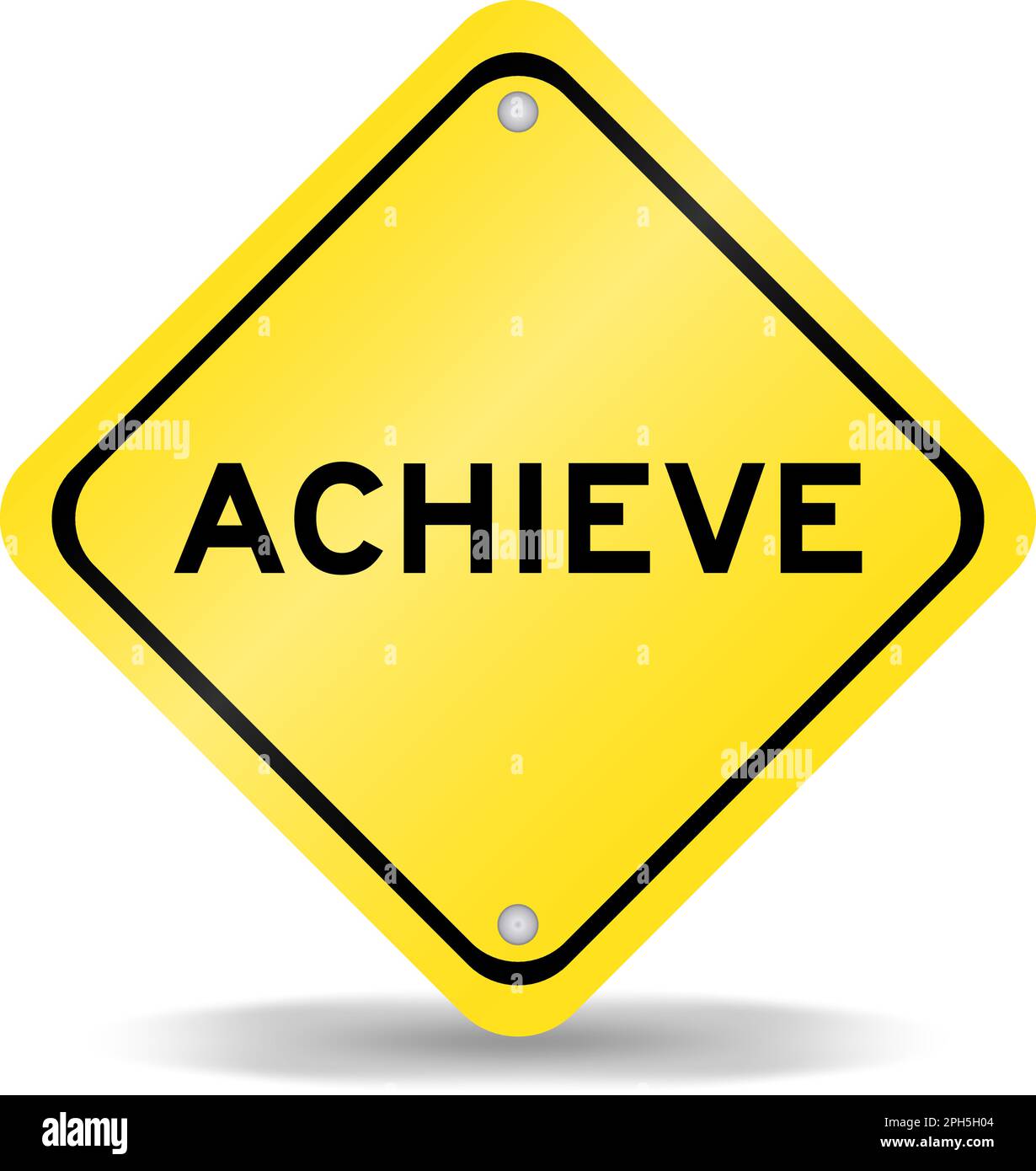 Yellow color transportation sign with word achieve on white background ...