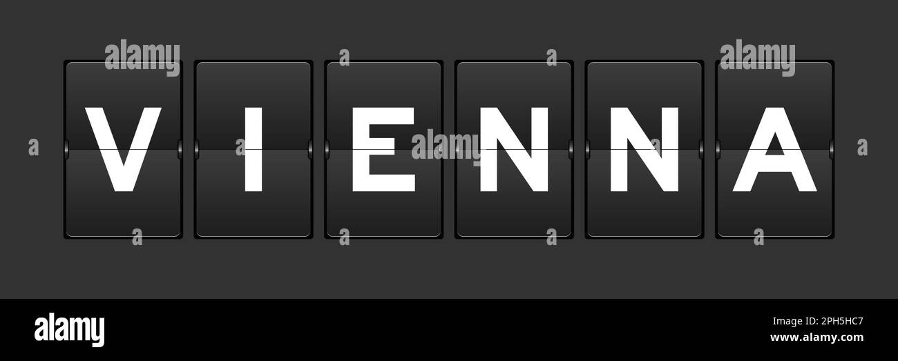 Black color analog flip board with word vienna on gray background Stock ...