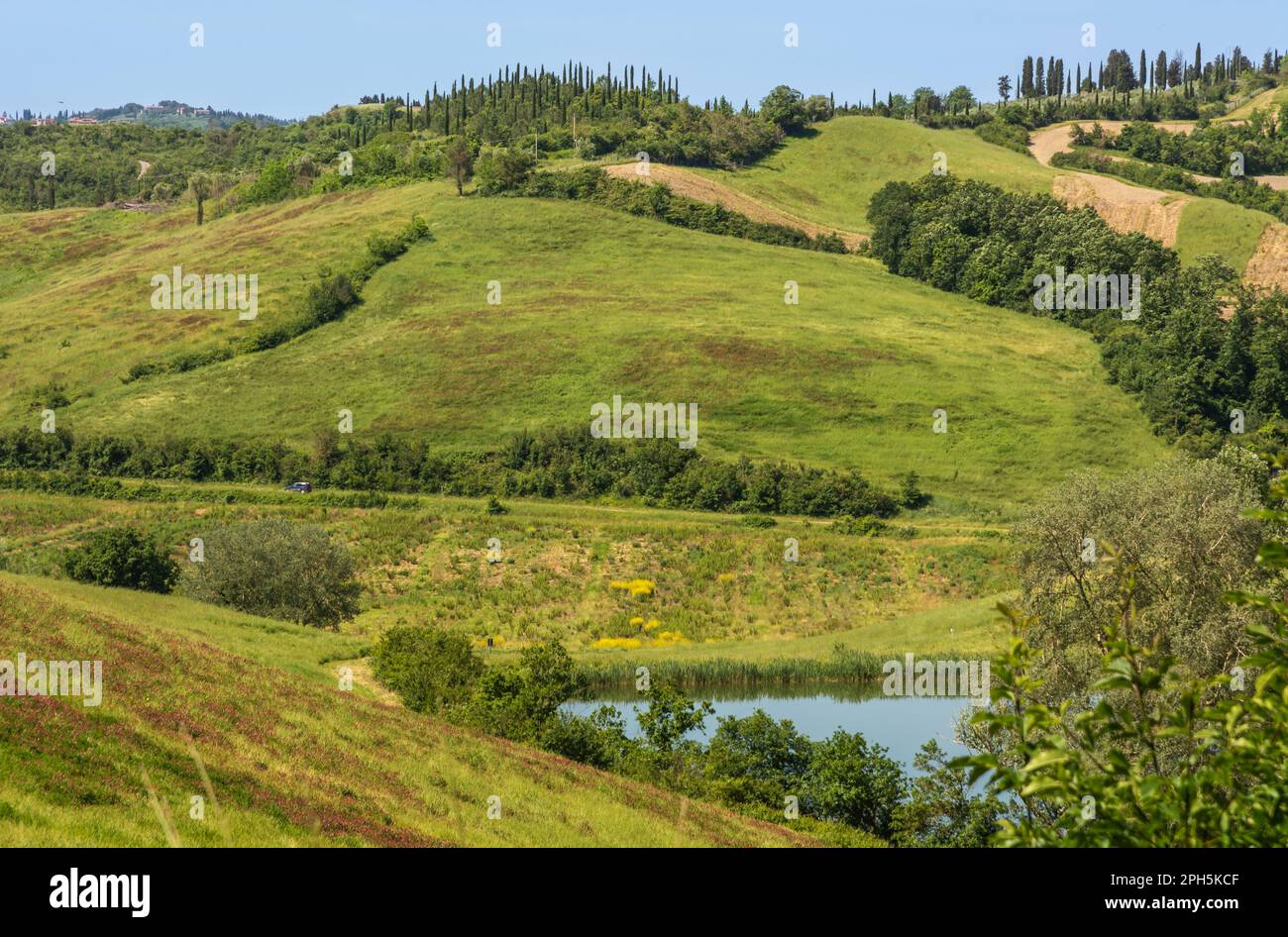 Tuscany spring landscape along the historic route Francigena between ...