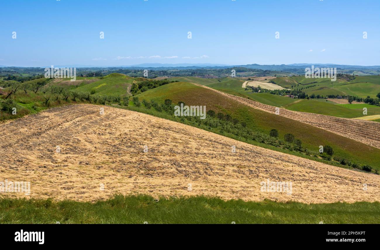 Tuscany spring landscape along the historic route Francigena between ...