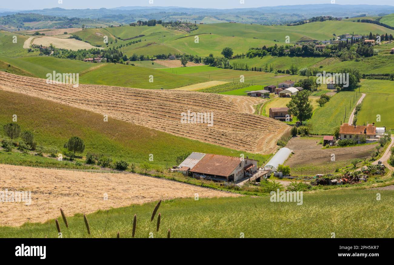 Tuscany spring landscape along the historic route Francigena between ...