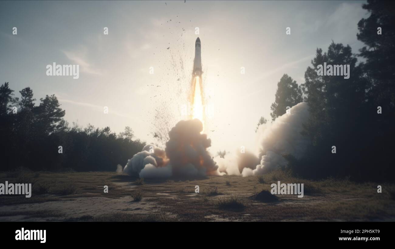 Skyward Bound: A Majestic Rocket Launch Piercing the Heavens Stock ...