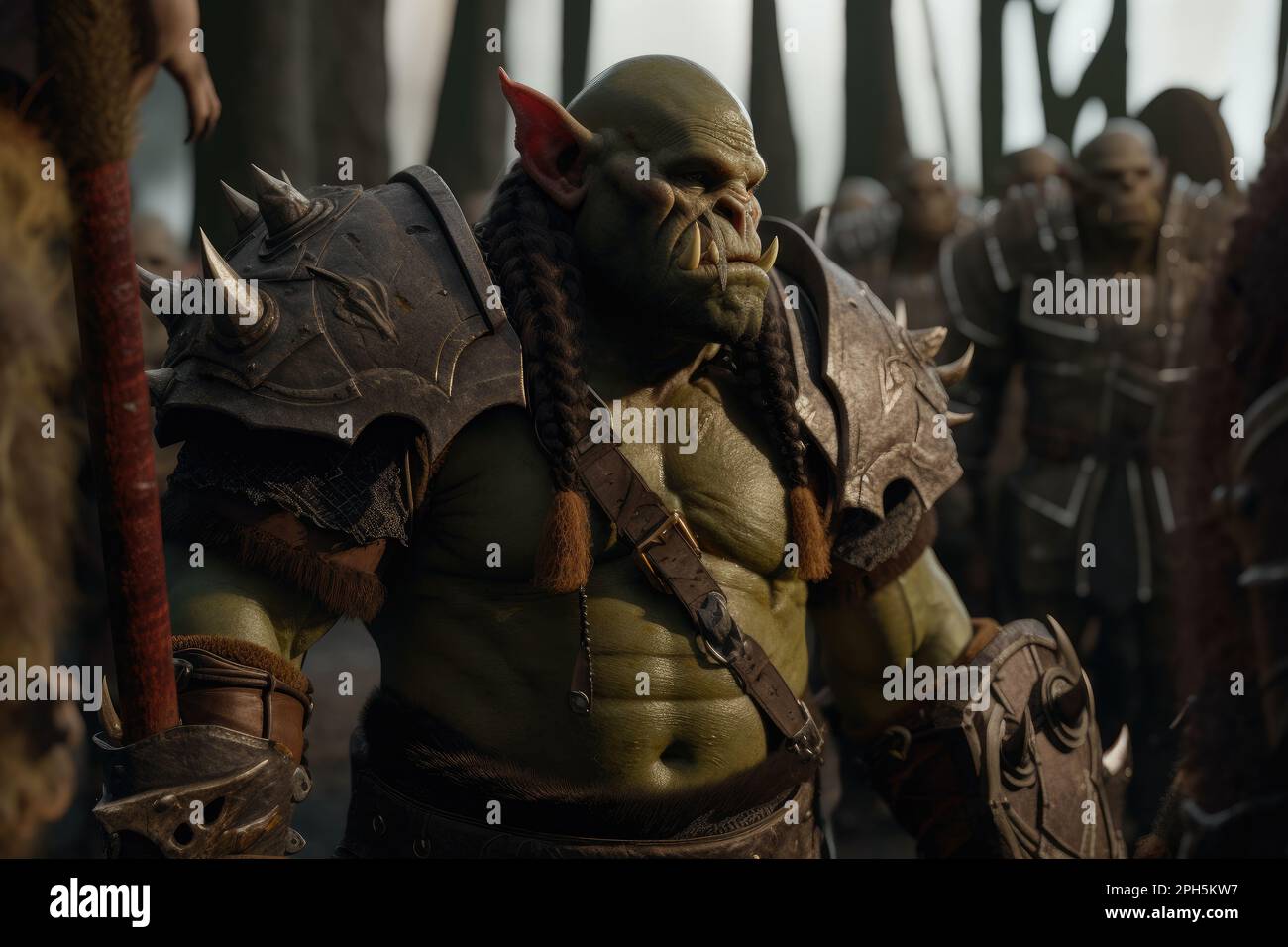 Menacing Horde: A Gathering of Fearsome Orcs Ready for Battle Stock ...