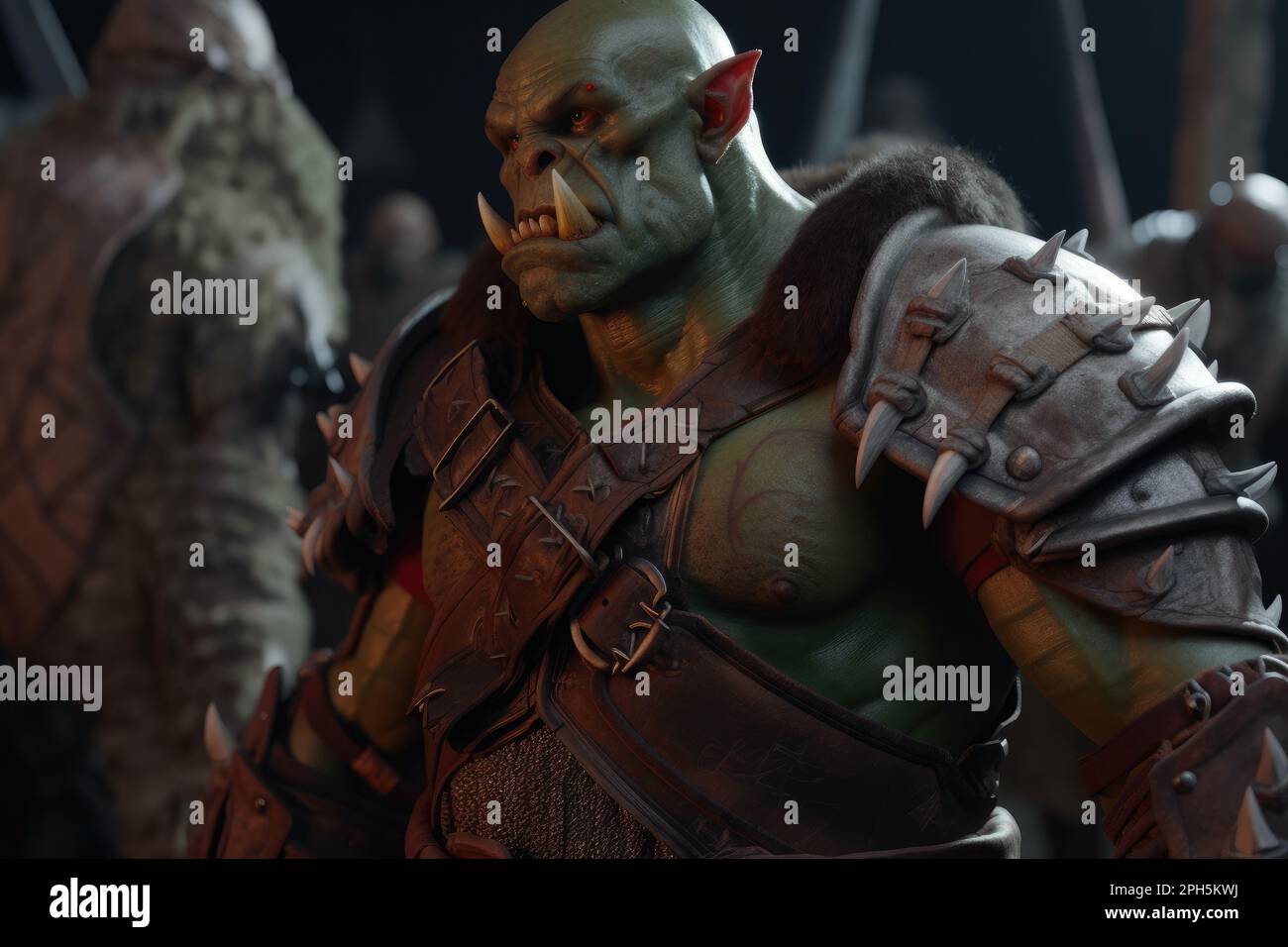 Menacing Horde: A Gathering of Fearsome Orcs Ready for Battle Stock ...