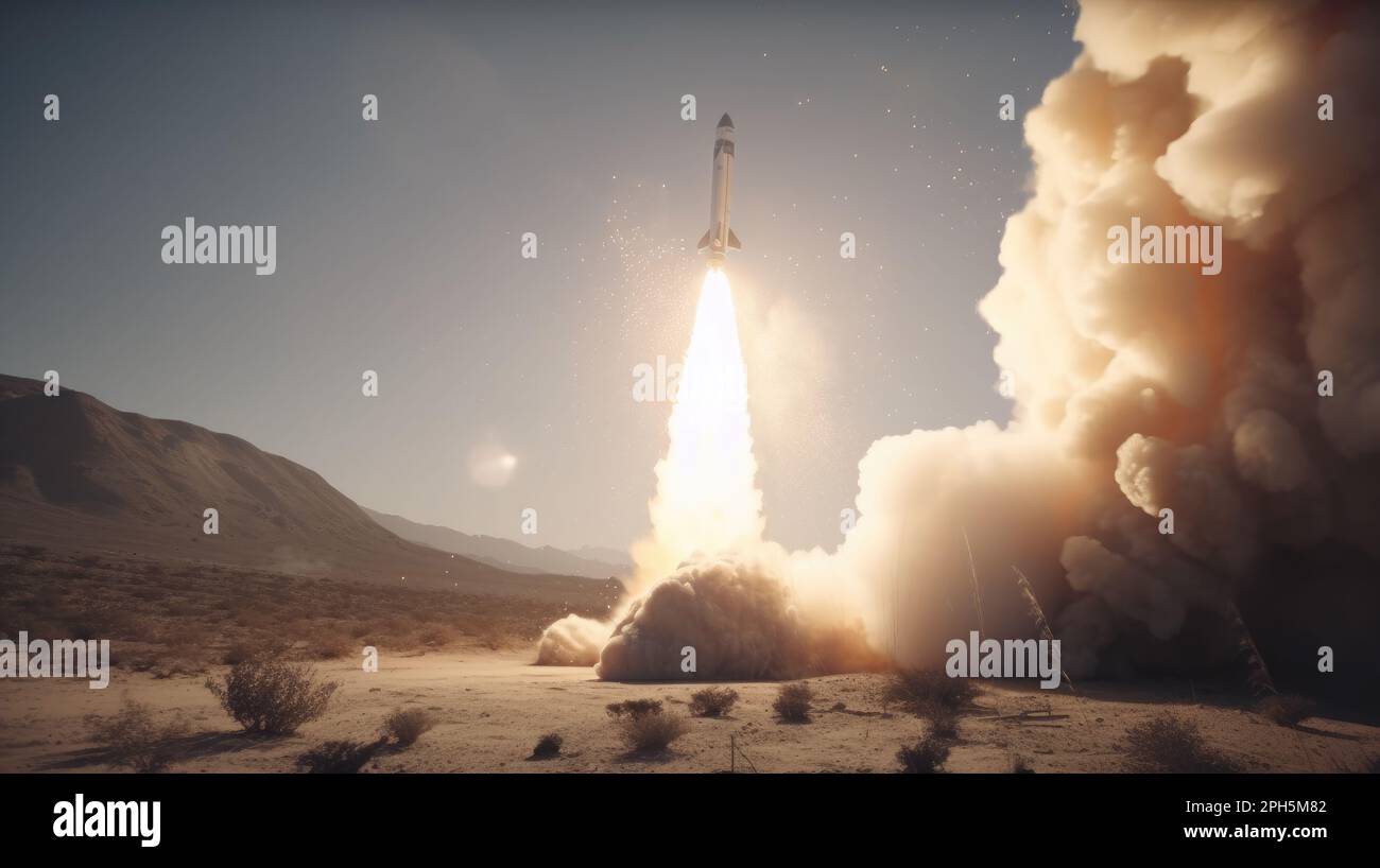 Skyward Bound: A Majestic Rocket Launch Piercing the Heavens Stock ...