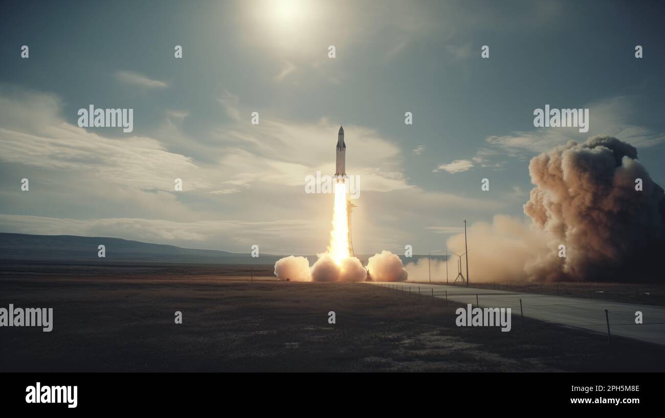 Skyward Bound: A Majestic Rocket Launch Piercing the Heavens Stock ...