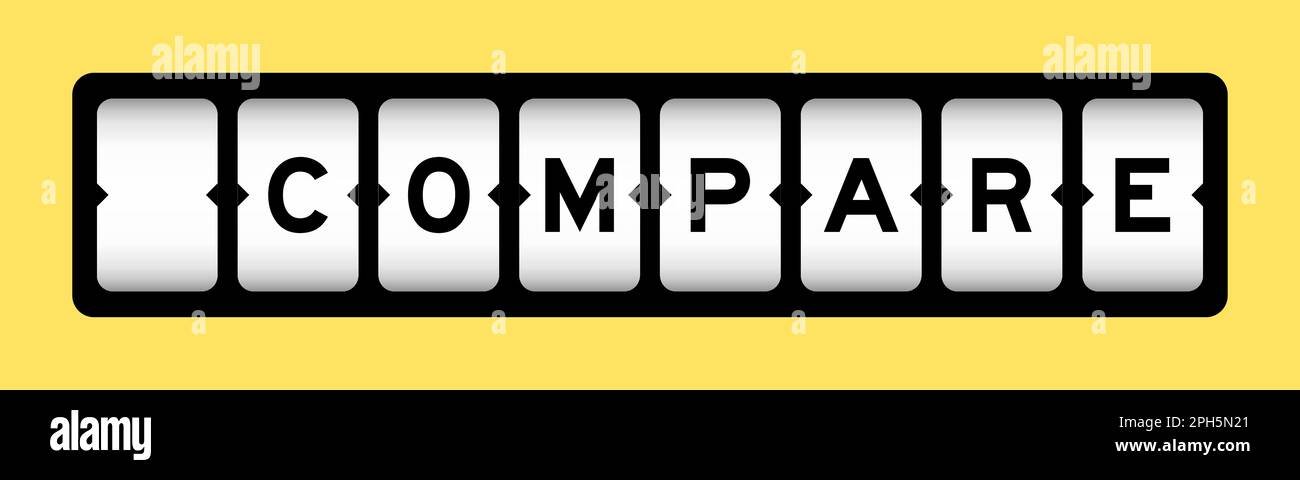 Black color in word compare on slot banner with yellow color background ...