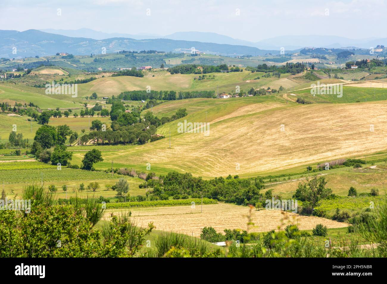 Tuscany spring landscape along the historic route Francigena between ...