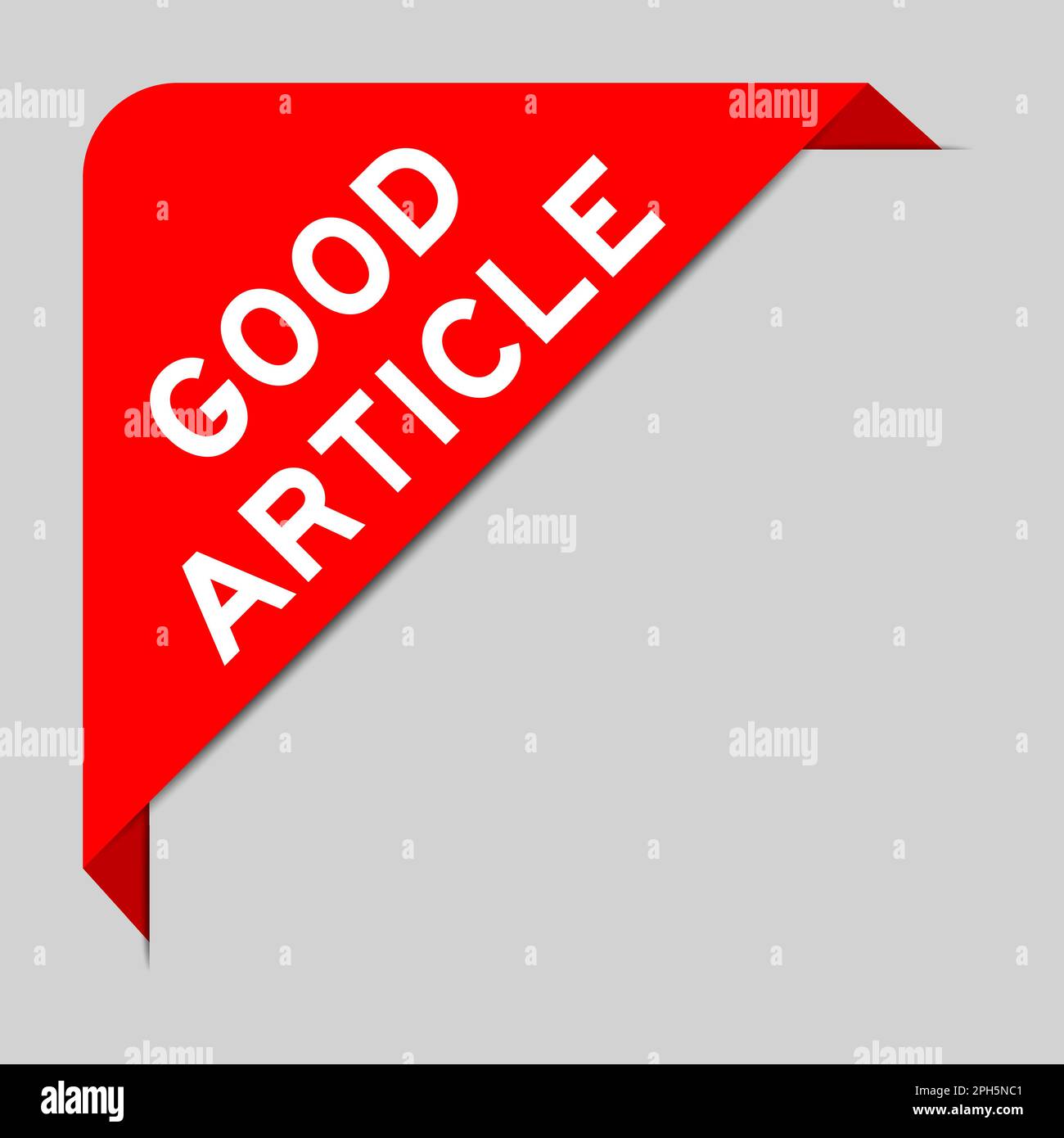 Red color of corner label banner with word good article on gray ...