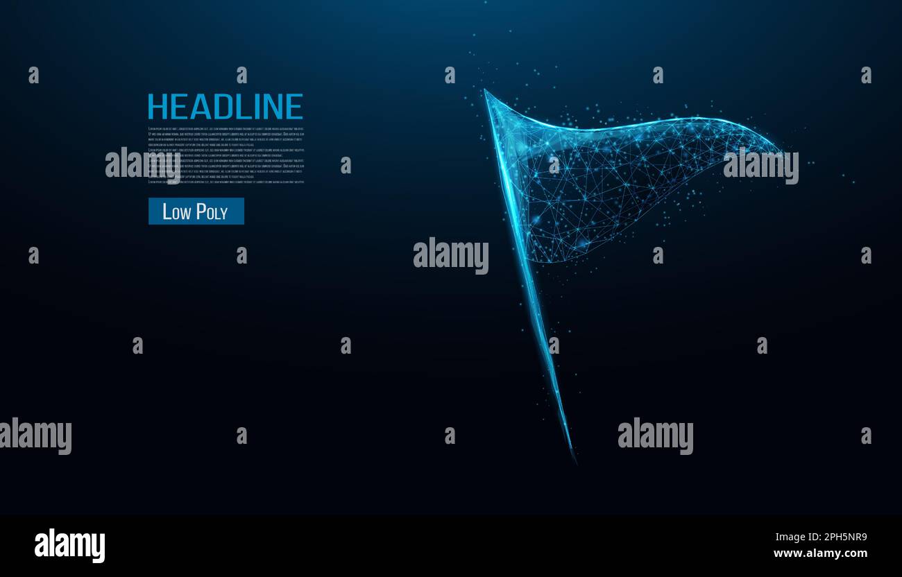 Triangular wireframe flag Waving pennant. Design for business financial ...