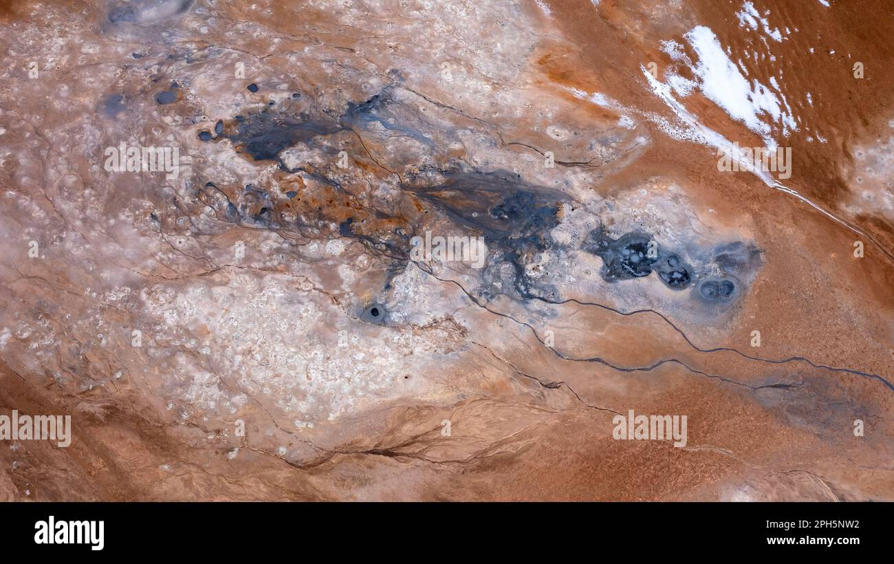 Namaskard Hverir geothermal area in Northern Iceland, with bubbling mud ...