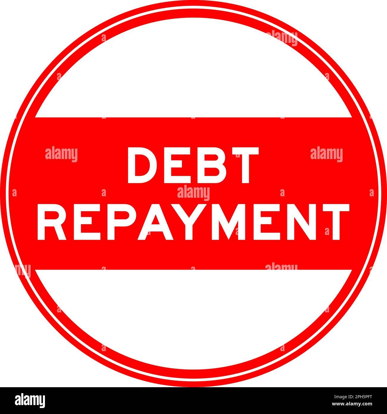 Red color round seal sticker in word debt repayment on white background ...