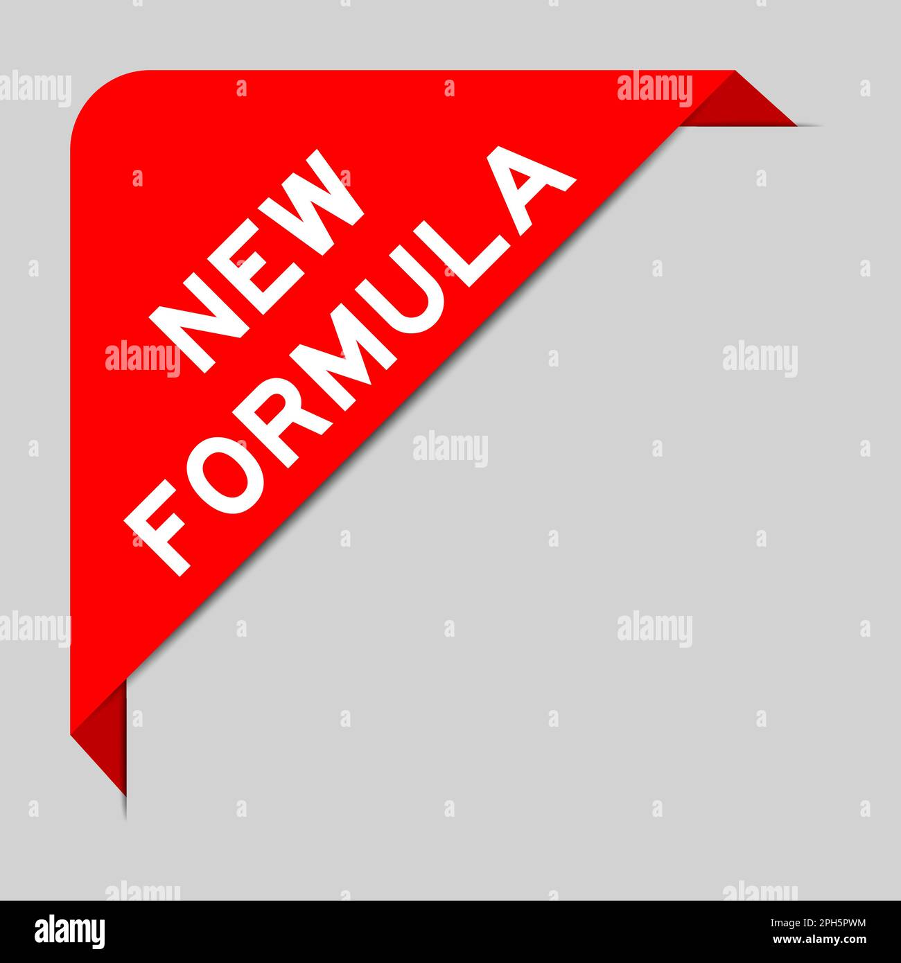 Red color of corner label banner with word new formula on gray ...