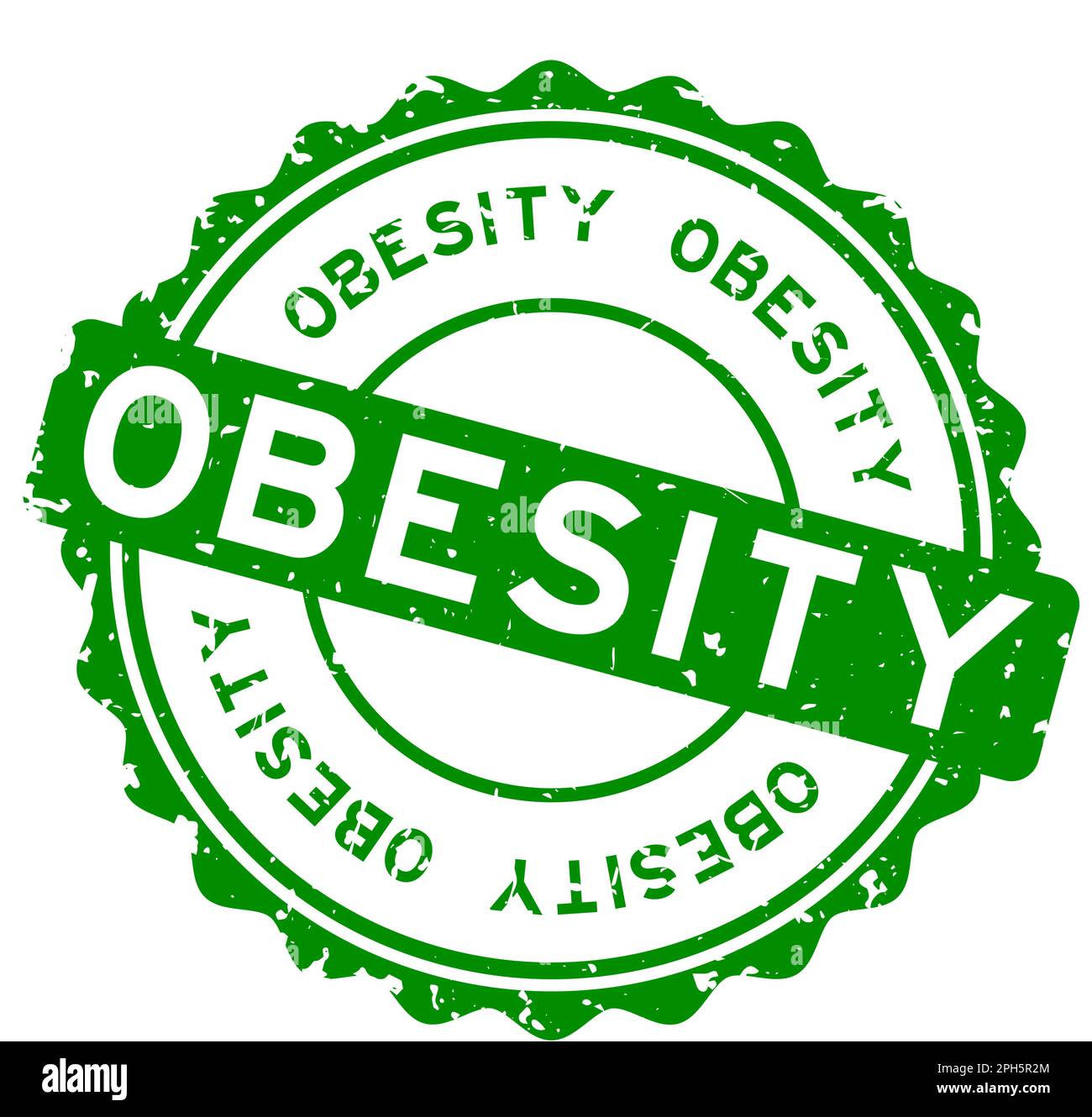 Grunge green obesity word round rubber seal stamp on white background ...