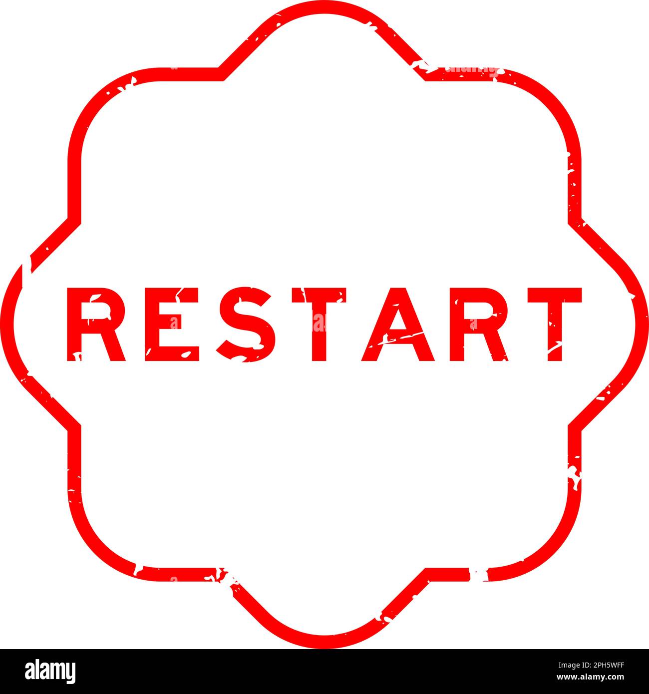 Grunge red restart word rubber seal stamp on white background Stock ...