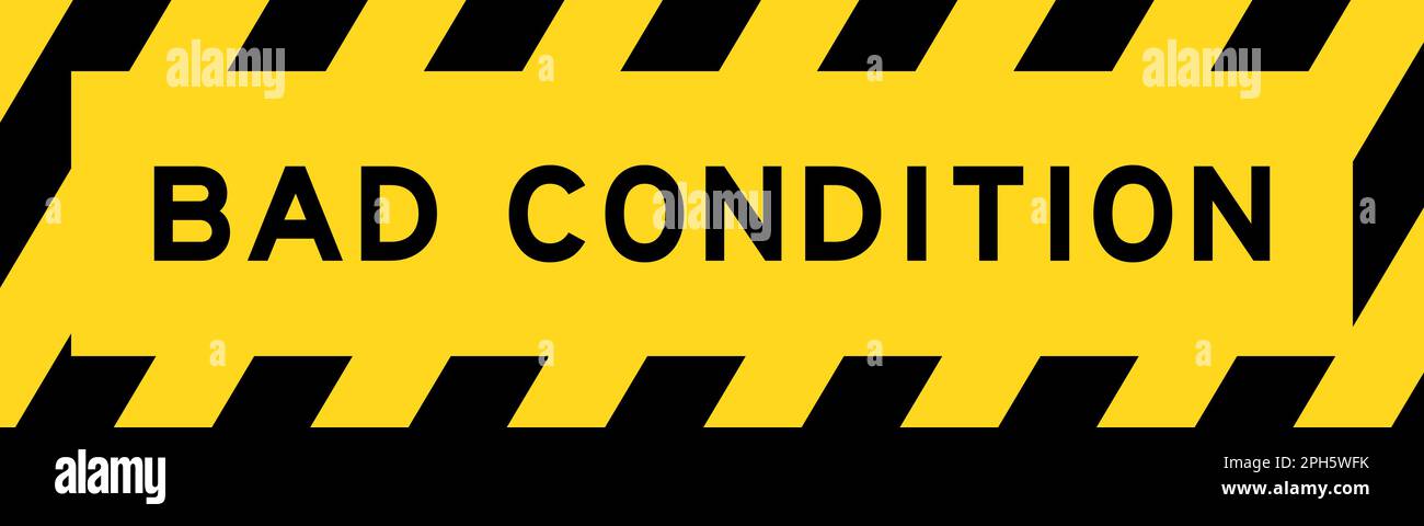 Yellow and black color with line striped label banner with word bad ...