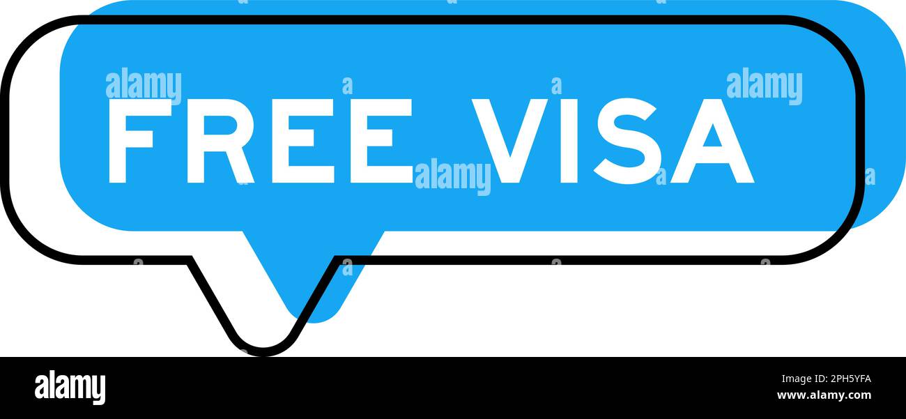 Speech banner and blue shade with word free visa on white background ...