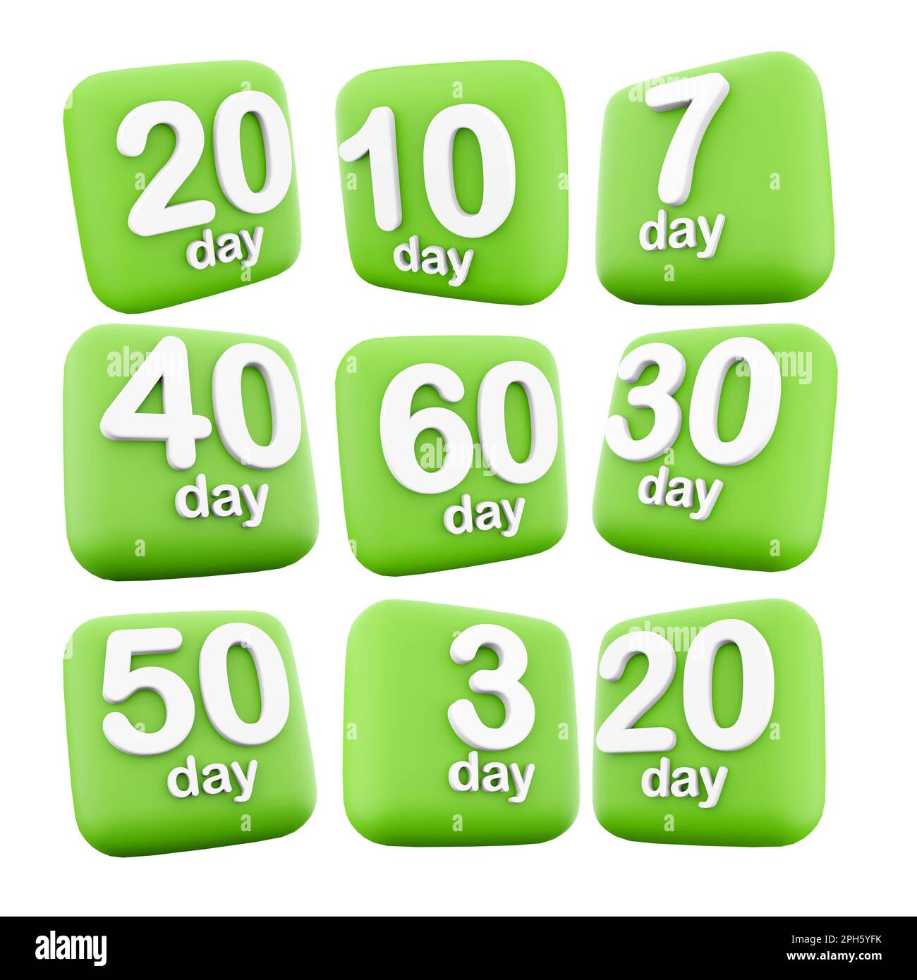 3d rendering 3, 7, 10, 20, 30 , 40, 50, 60 day to go, left icon set. 3d ...