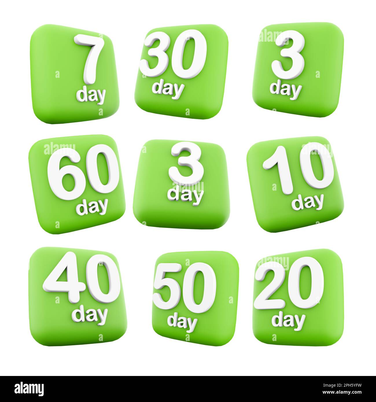 3d rendering 3, 7, 10, 20, 30 , 40, 50, 60 day to go, left icon set. 3d ...
