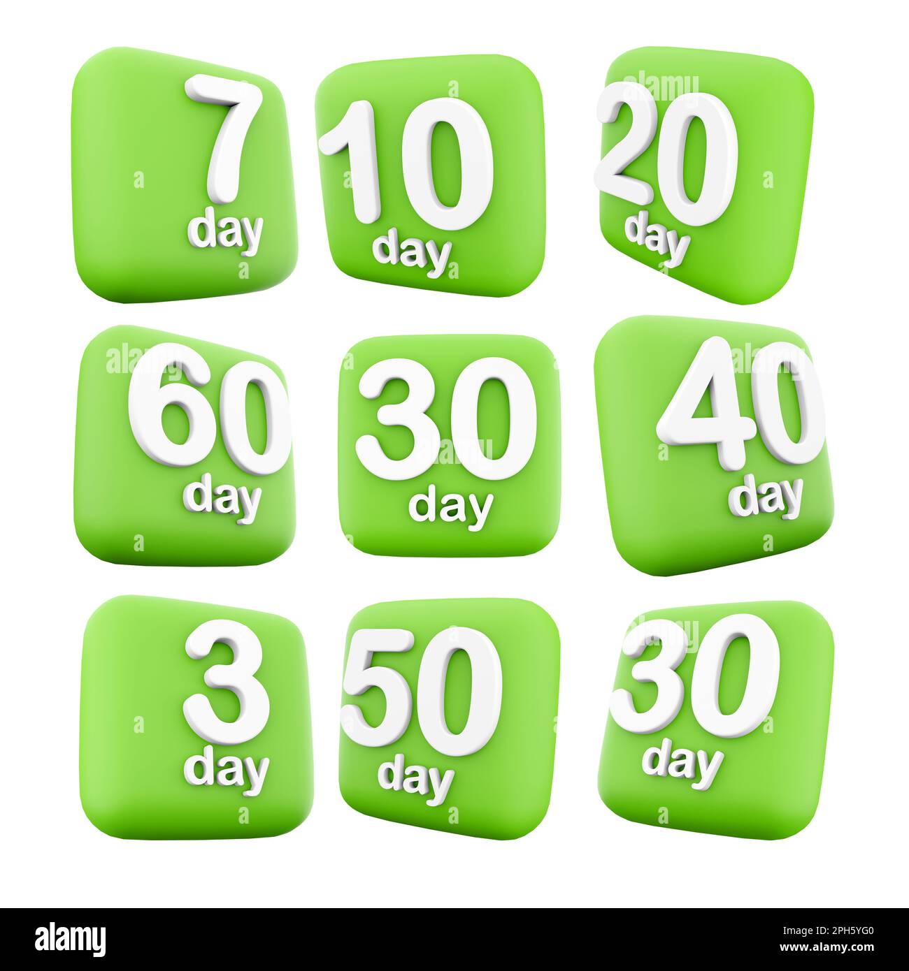 3d rendering 3, 7, 10, 20, 30 , 40, 50, 60 day to go, left icon set. 3d ...