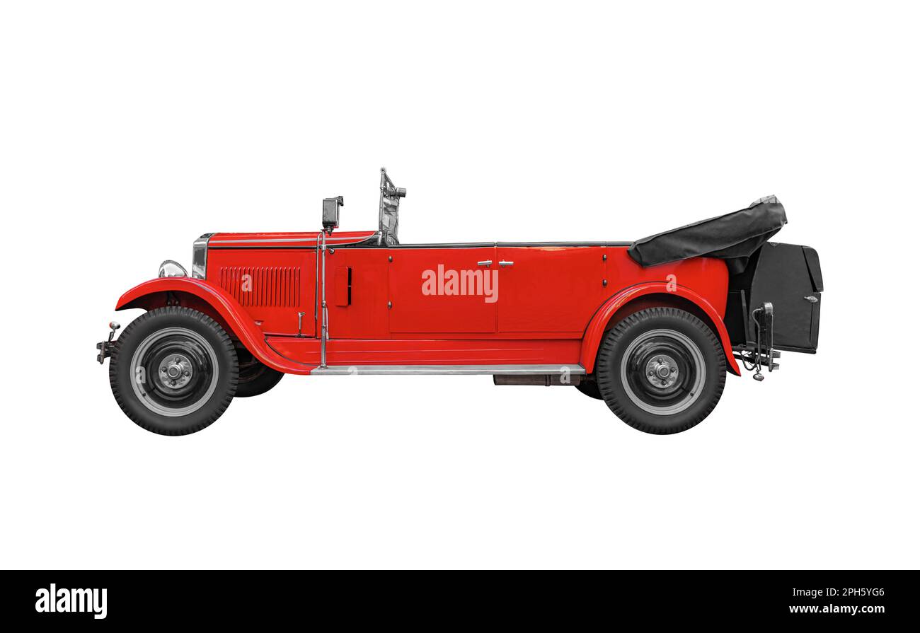 Red convertible car isolated on white background Stock Photo - Alamy