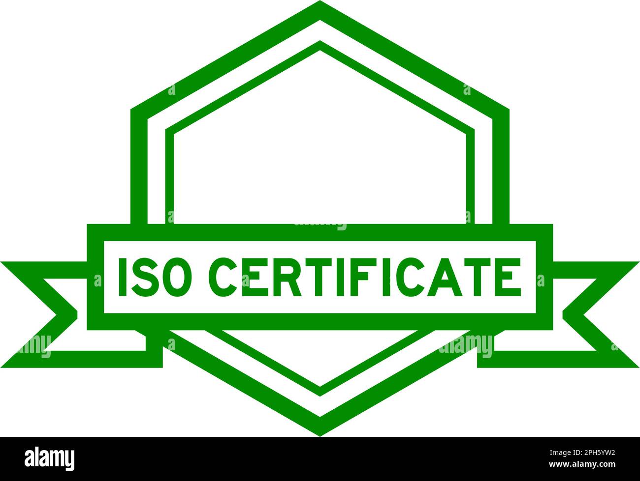 Vintage green color hexagon label banner with word ISO certificate on ...