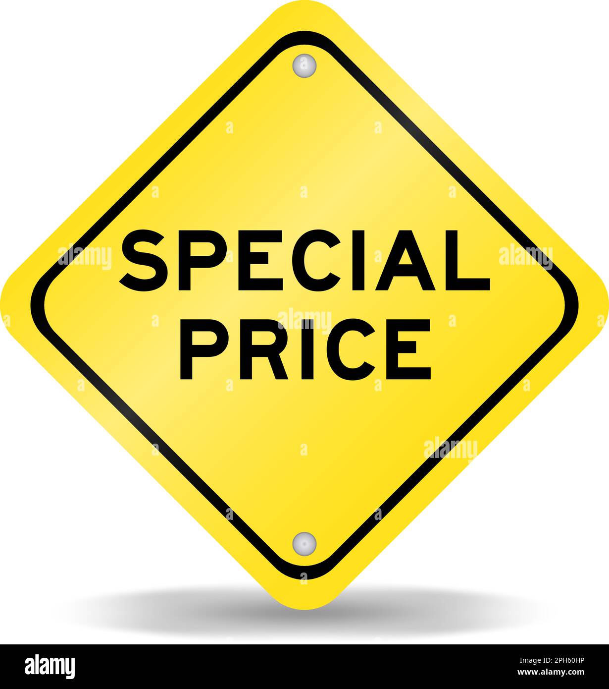 Yellow color transportation sign with word special price on white ...