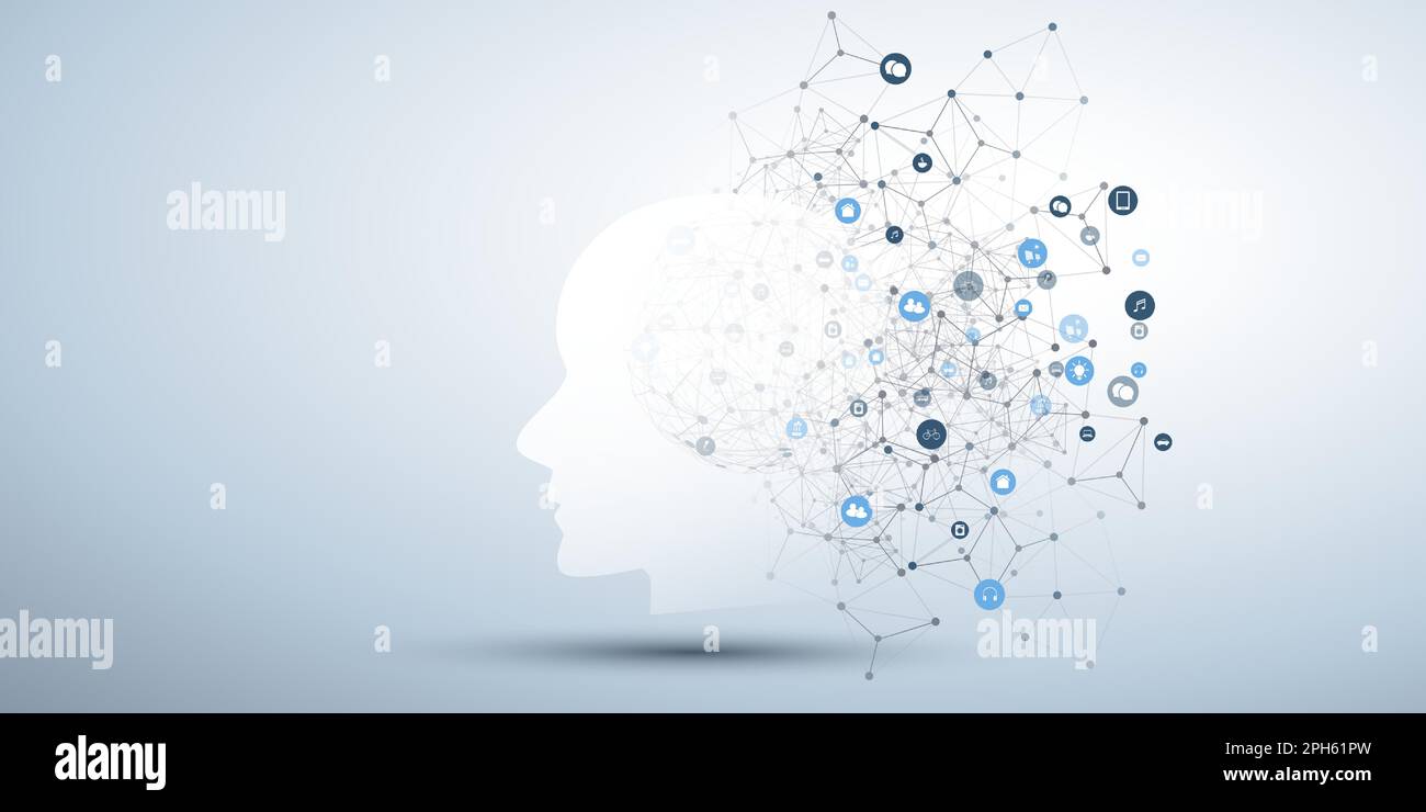 Machine Learning, Artificial Intelligence, Cloud Computing and Networks Design Concept with ...