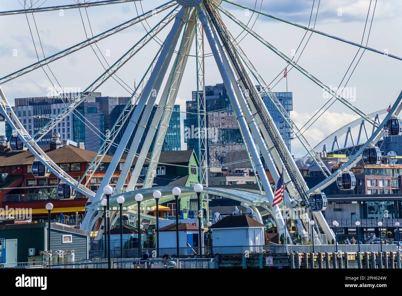 Abstract illustraion of the bottom of the Great Wheel in Seattle ...