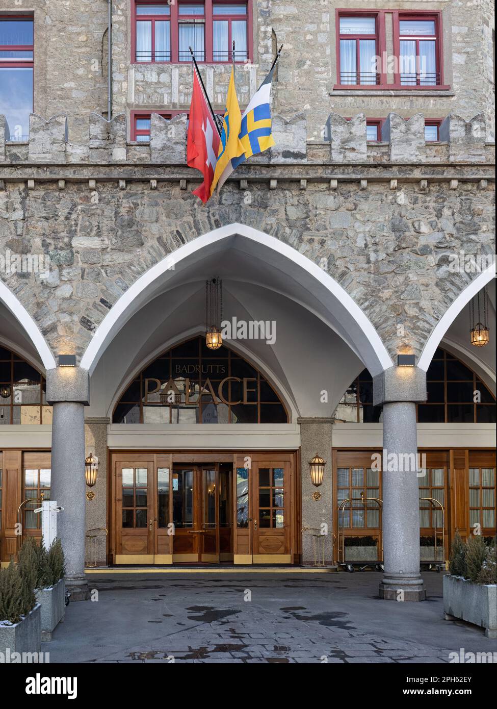 ST MORITZ, SWITZERLAND - FEBRUARY 28, 2023: Entrance to Palace Hotel ...
