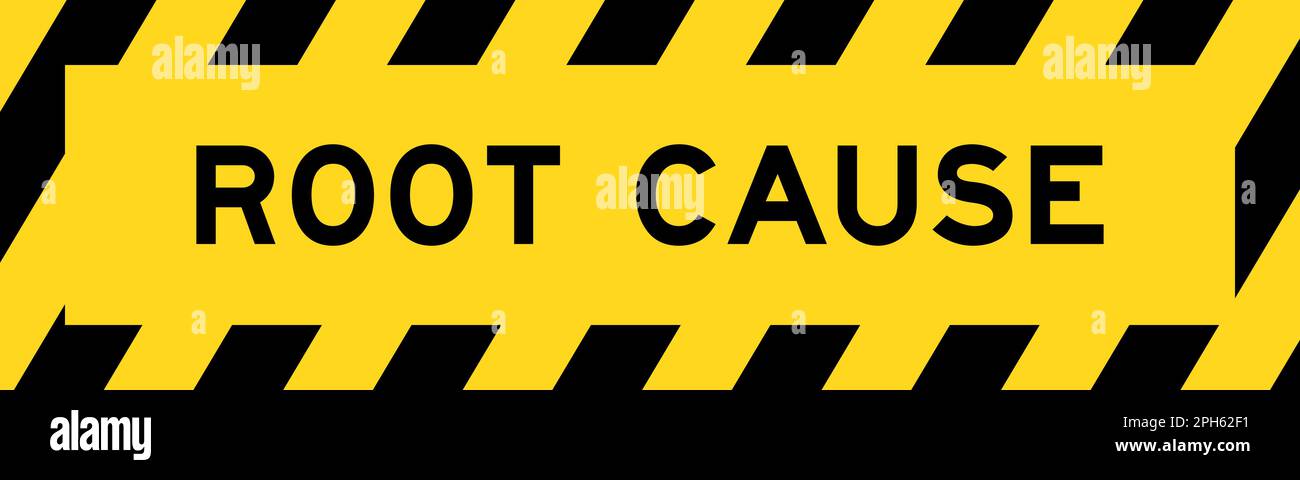 Yellow and black color with line striped label banner with word root ...