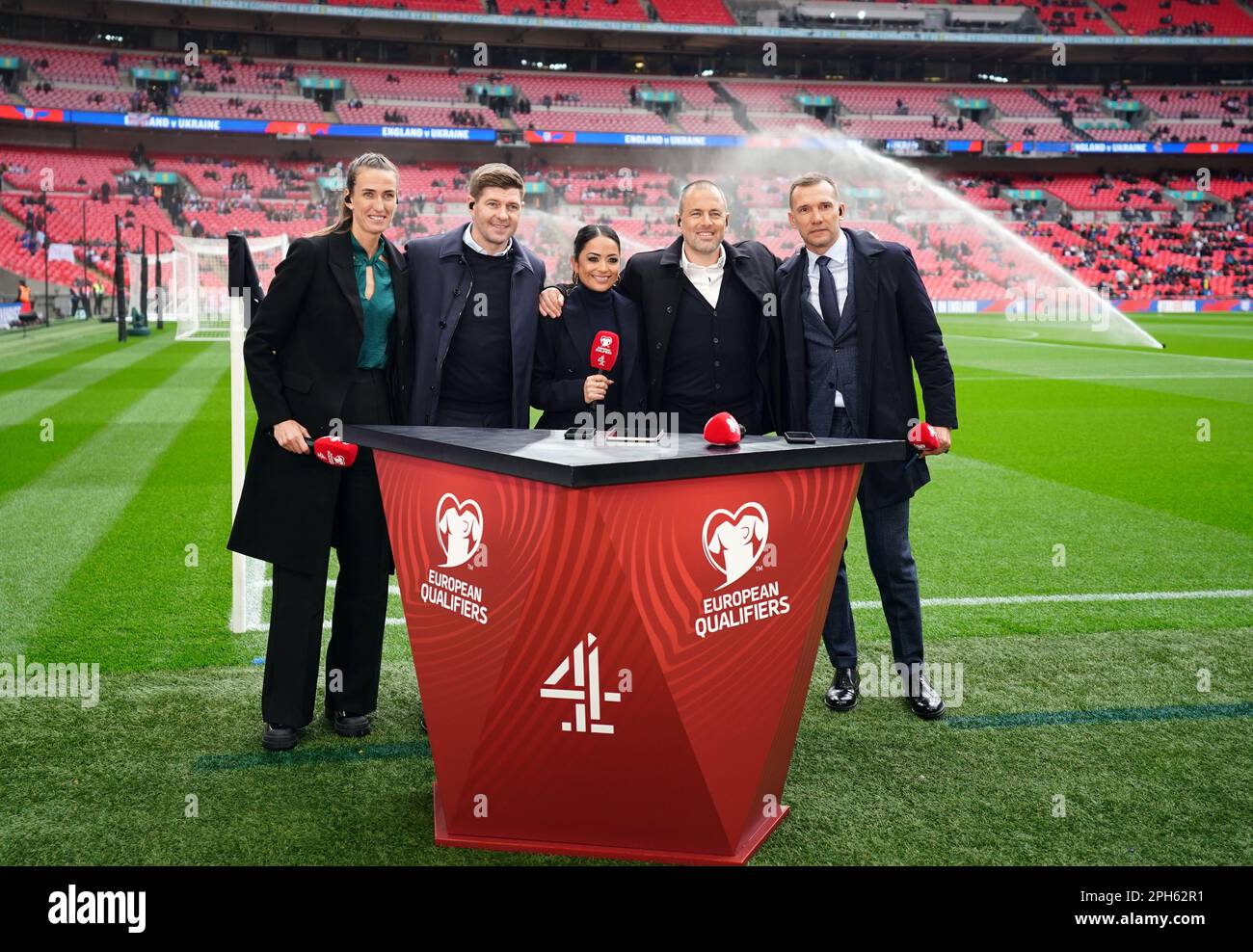 Channel 4 Sport pundits Jill Scott, Steven Gerrard, Jules Breach, Joe ...
