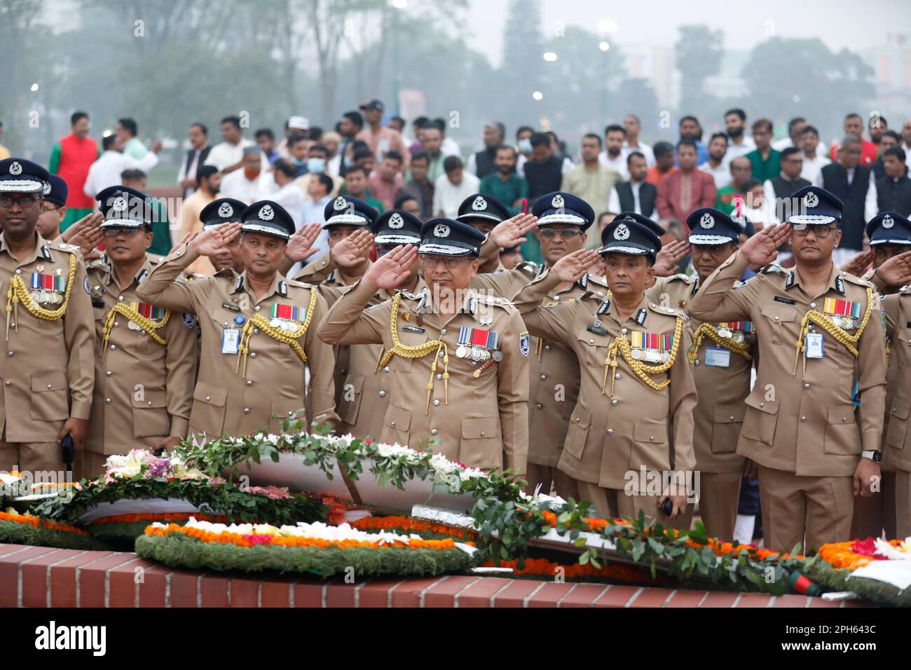 Dhaka, Bangladesh - March 26, 2023: People from all walks of life paid ...