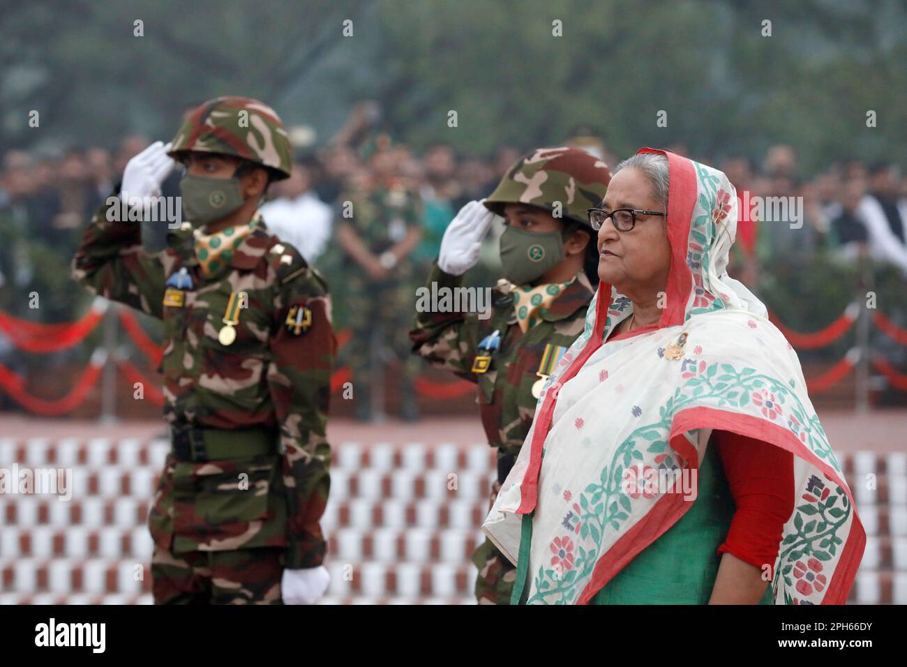 Dhaka, Bangladesh - March 26, 2023: President Abdul Hamid and Prime Minister Sheikh Hasina pay ...