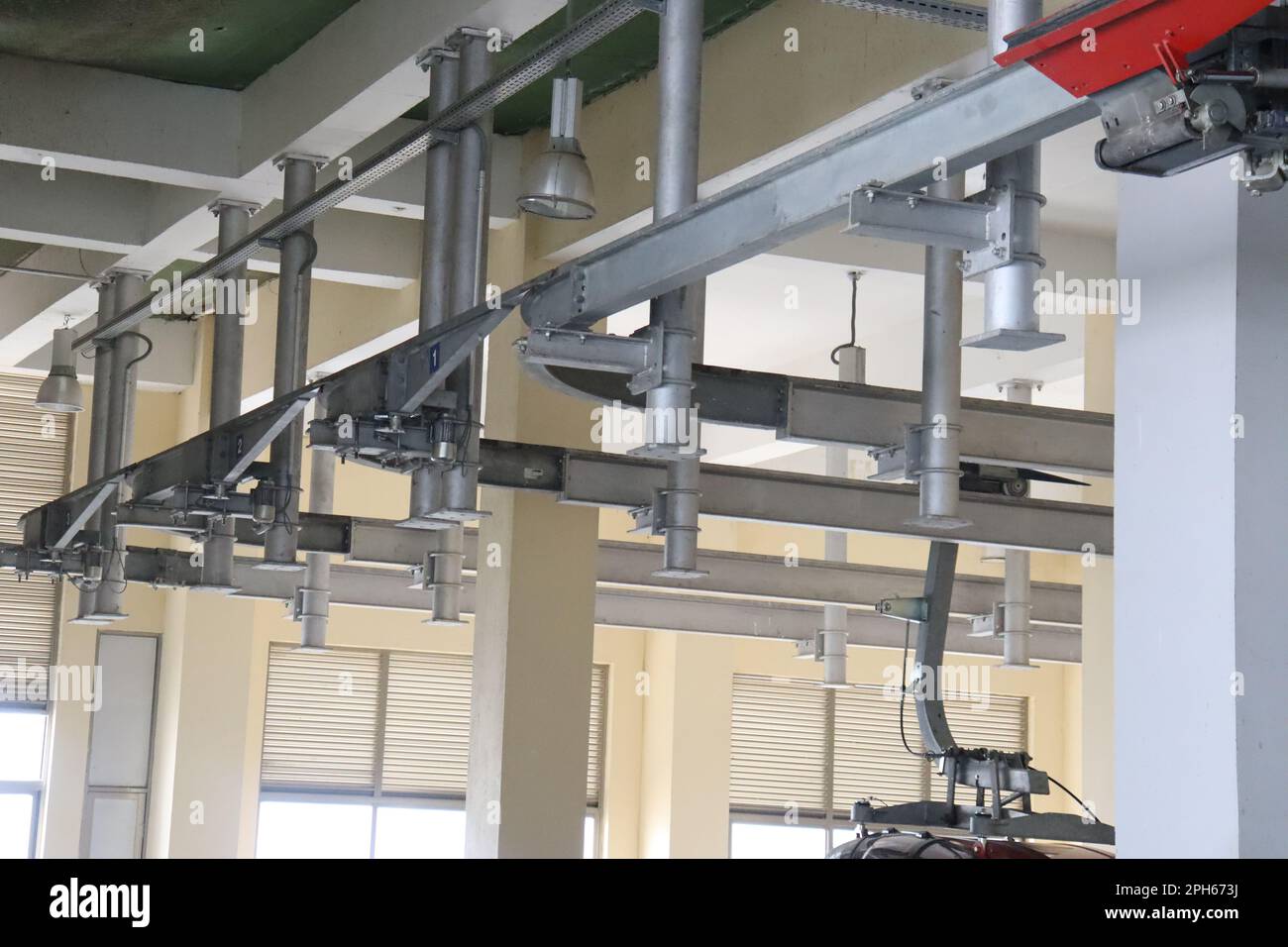 Supporting system for cable car movement in chandragiri hill, Nepal Stock Photo - Alamy