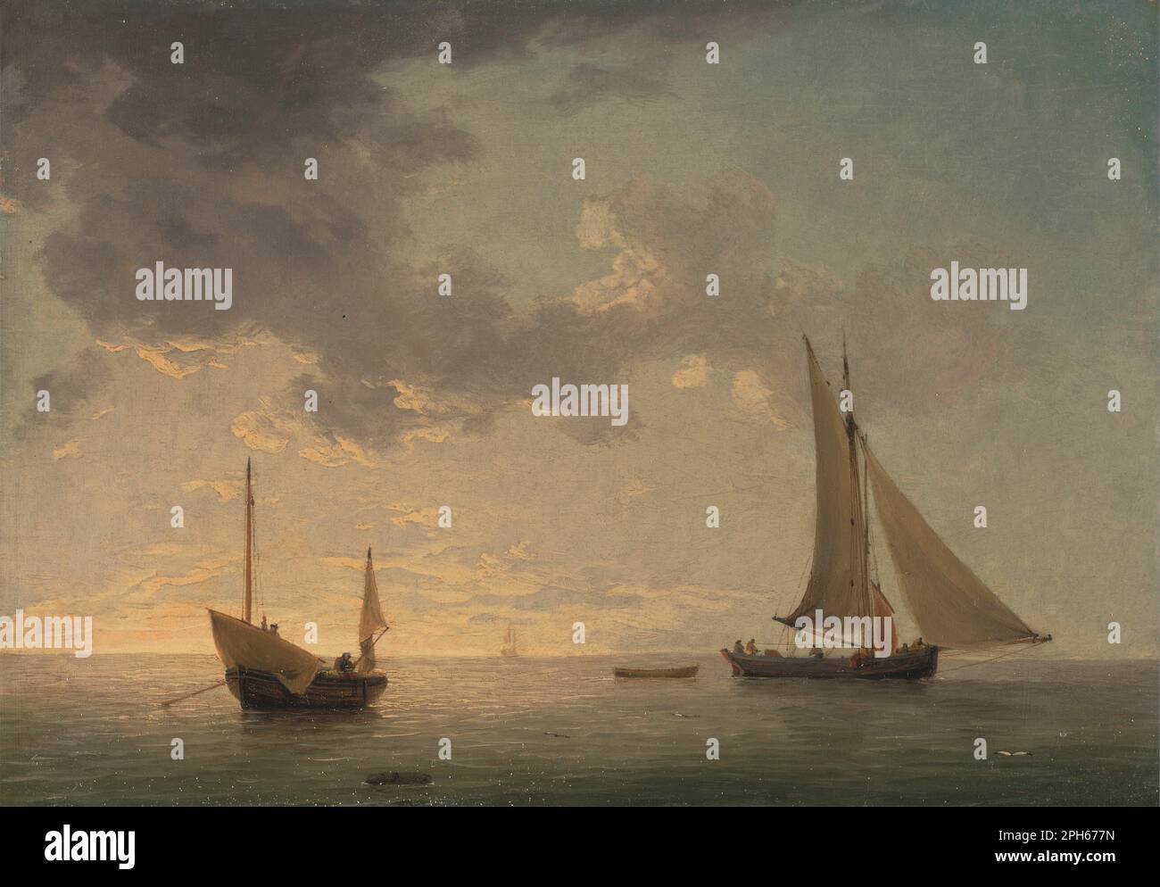 A Lugger and a Smack in Light Airs circa 1750 by Charles Brooking Stock ...