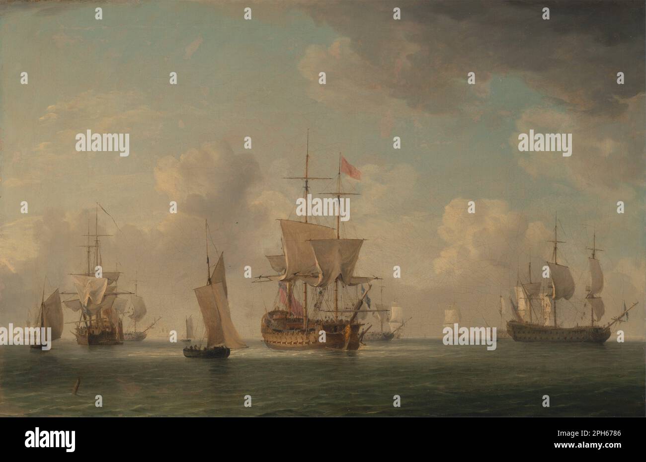 English Ships Under Sail in a Very Light Breeze circa 1752 by Charles ...