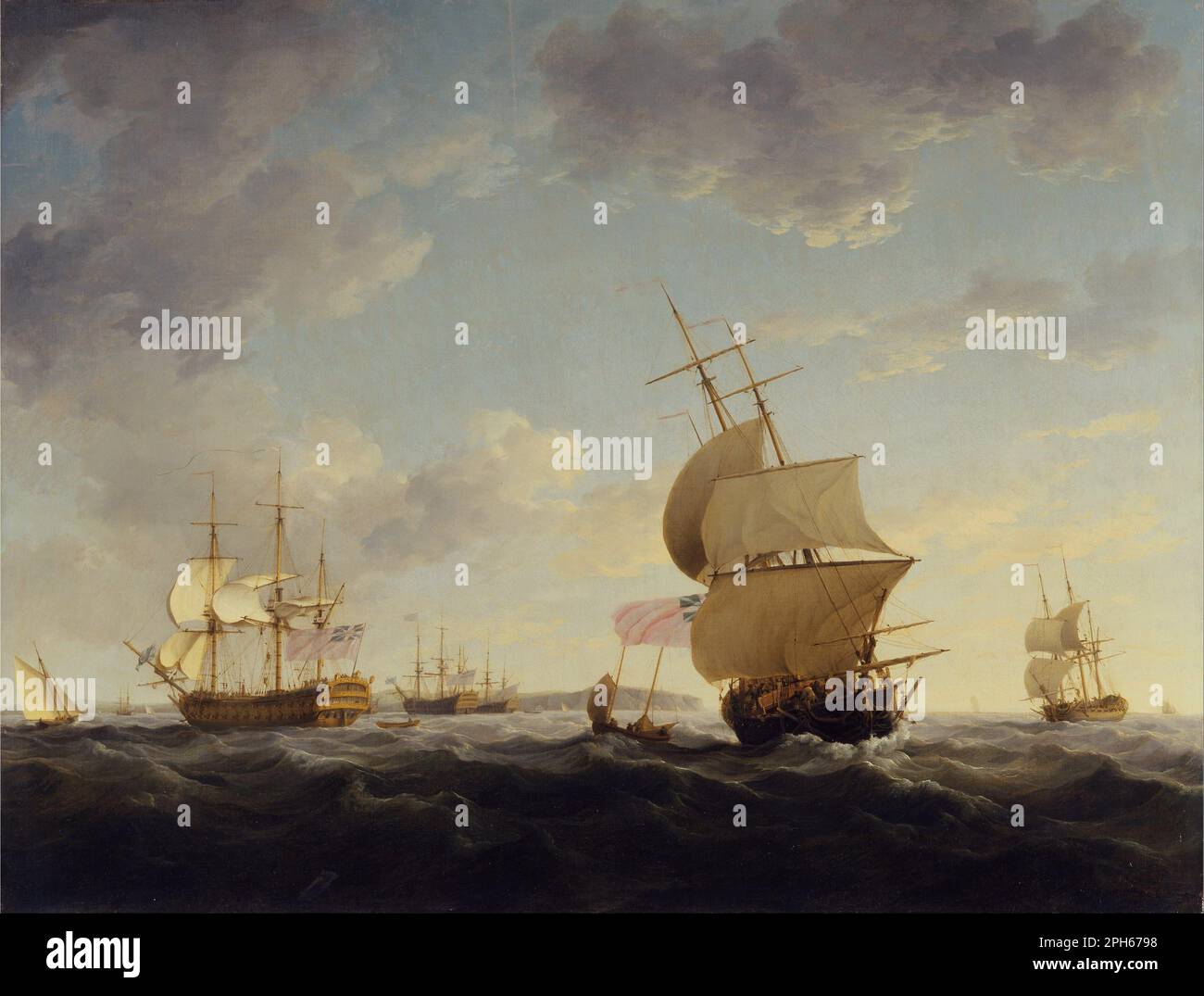 Shipping in the English Channel circa 1755 by Charles Brooking Stock ...