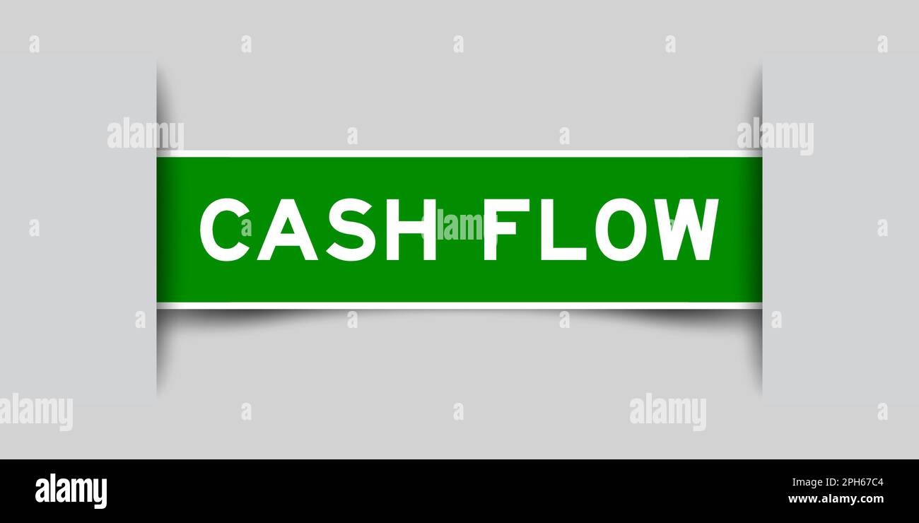 Green color square label sticker with word cash flow that inserted in ...