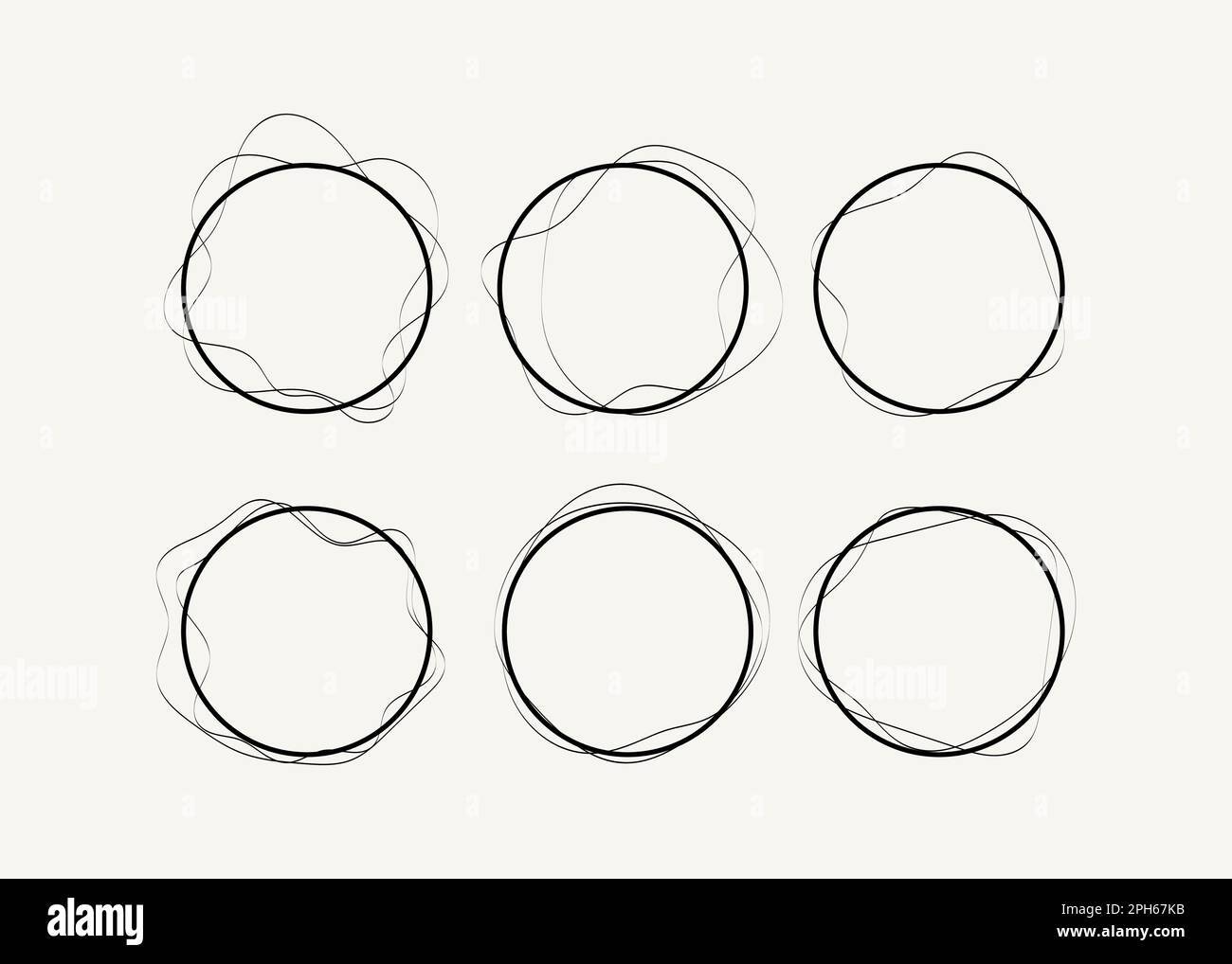 Set of artistic line frames, hand drawn border. Abstract banner for sale, label element, round ...