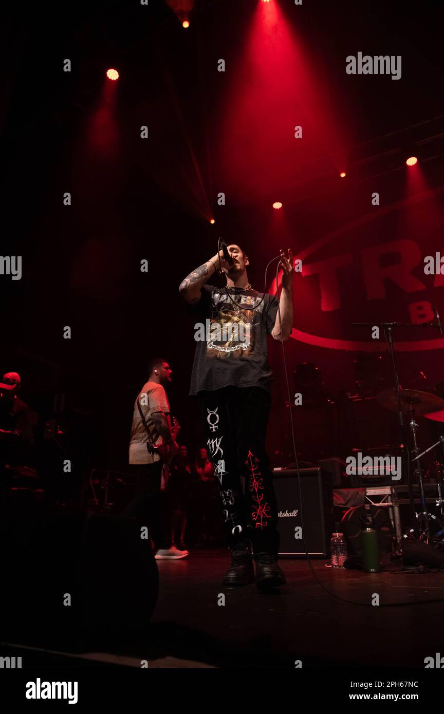 Tobi Duncan of Trash Boat performing at the o2 Academy Glasgow on the ...