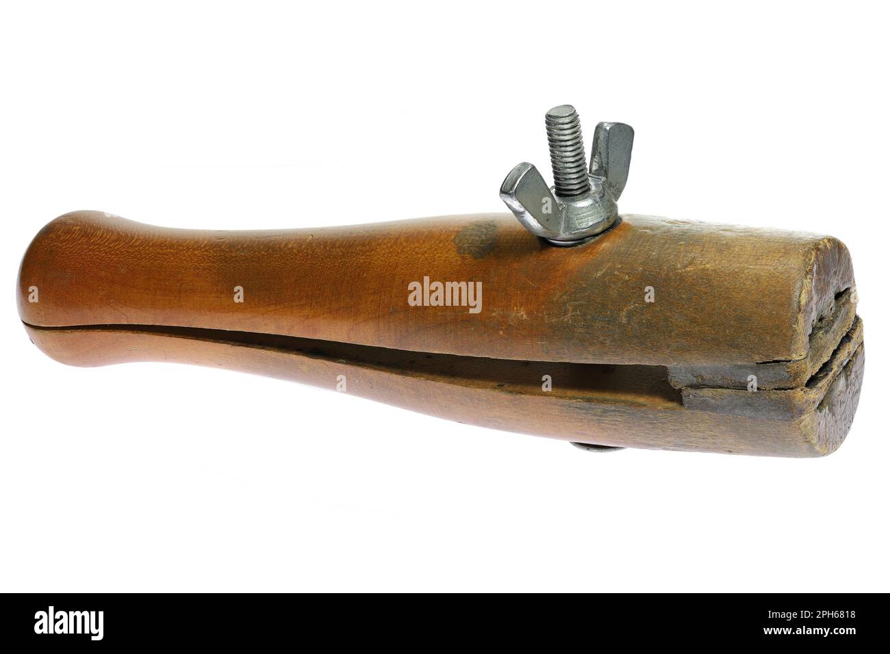 wooden ring clamp with side screw isolated on white background Stock ...