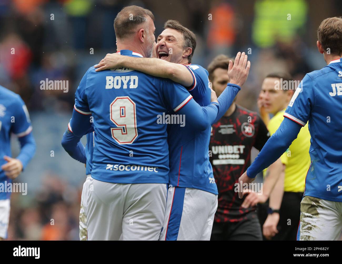 Rangers Legend Kris Boyd celebrates his sides third goal with Shota ...