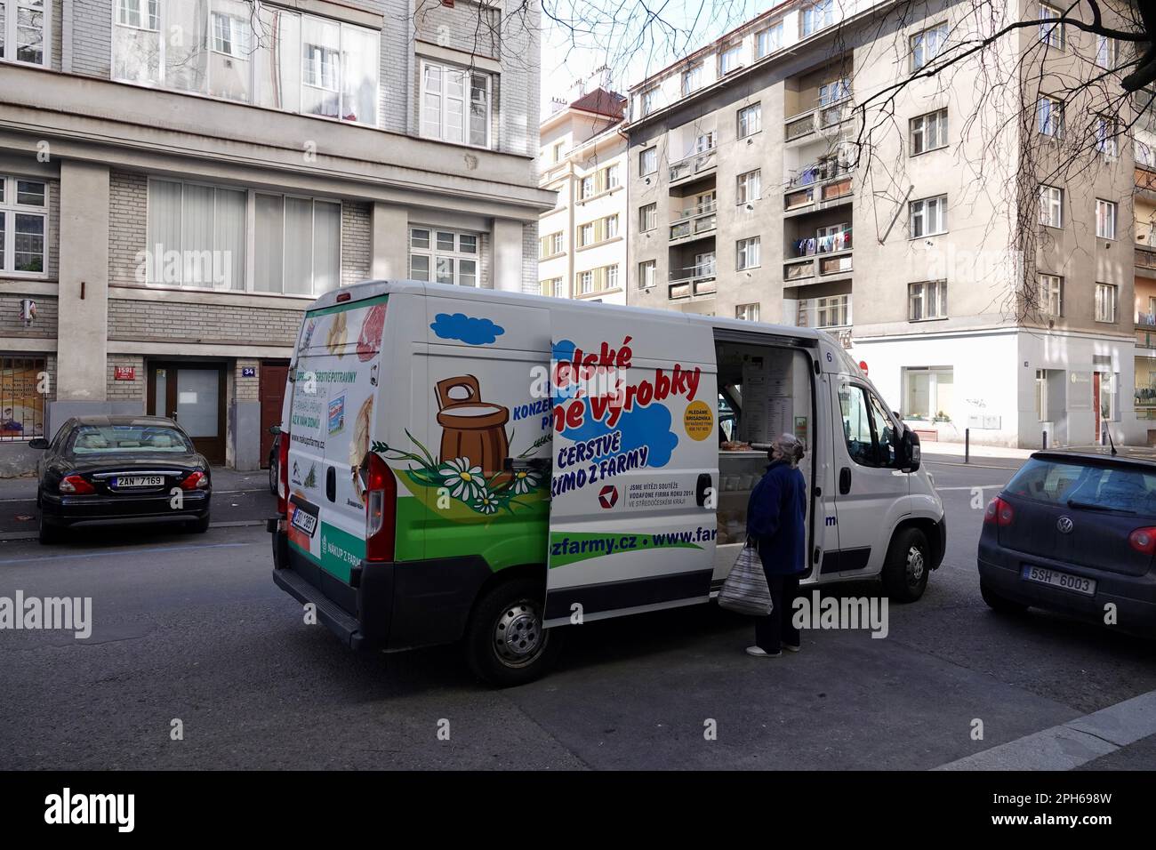 Prague, Czech Republic - March 12 2022: Sale of milk and dairy products ...