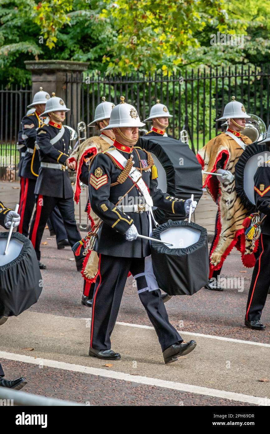 Royal Marines Drummer seen during the procession for the Lying-in State ...