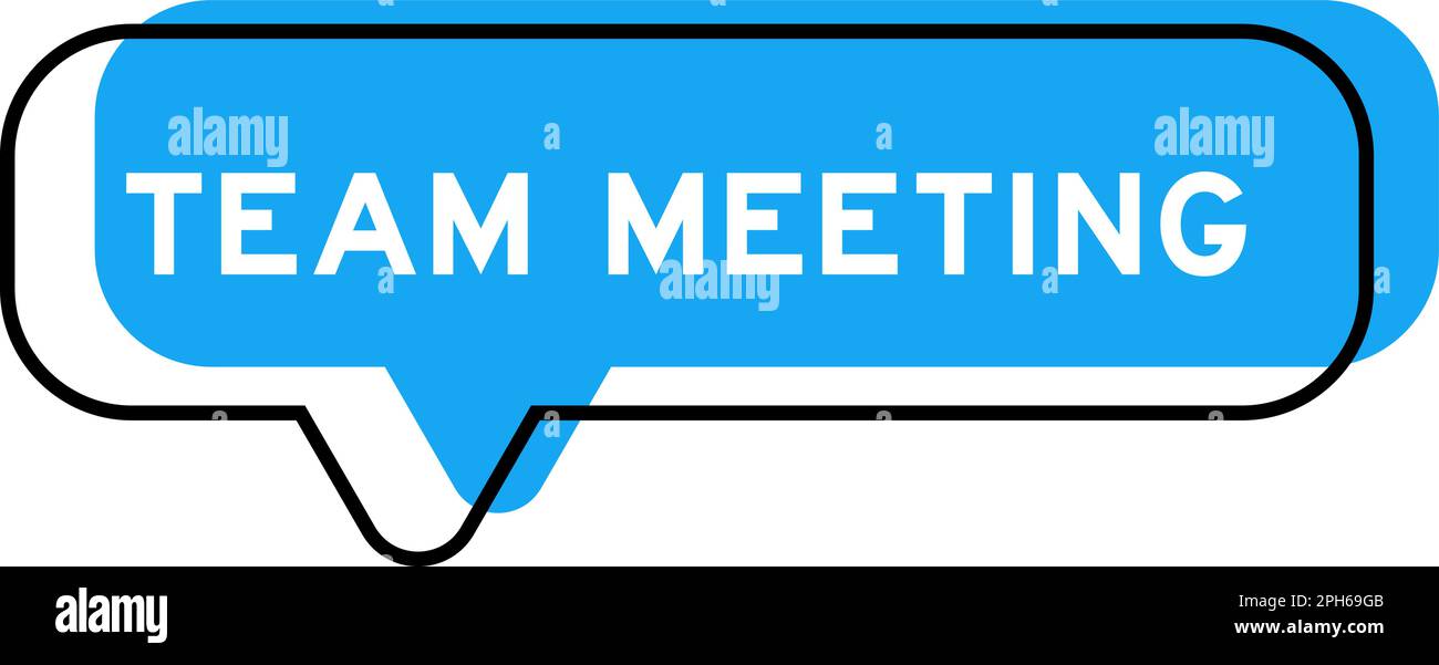Speech banner and blue shade with word team meeting on white background ...