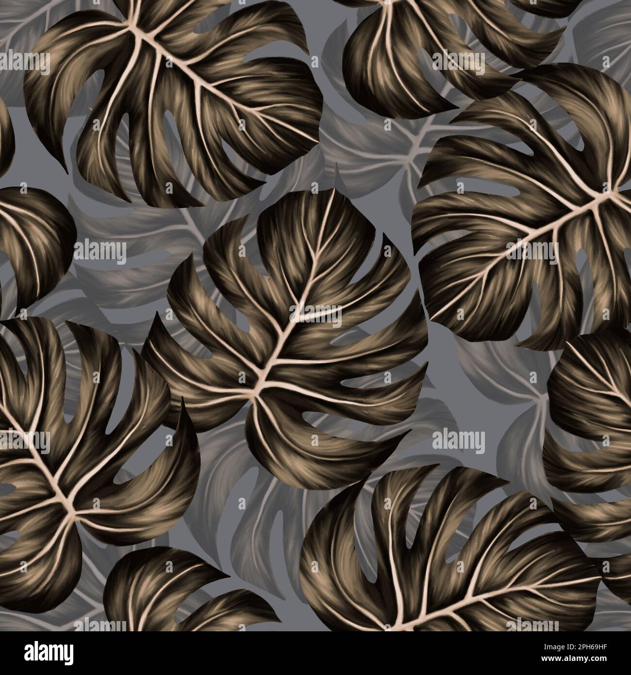 Monstera leaf seamless pattern. Colorful vivid print with beautiful ...