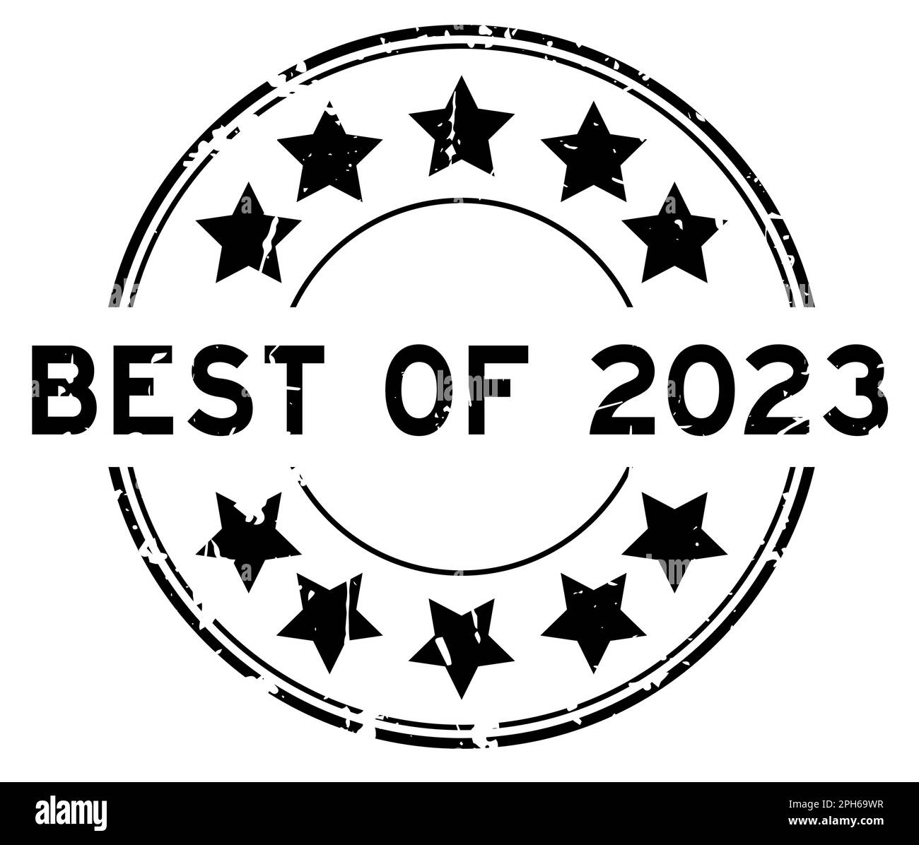 Grunge black best of 2023 word round rubber seal stamp on white ...